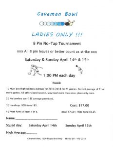 Ladies 8 Pin No-Tap Tournament - Caveman Bowl